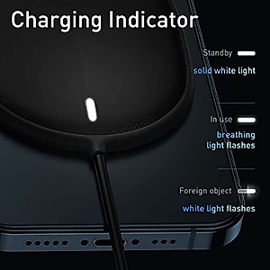 Baseus Magnetic Wireless Charger, 15W Fast Charging Pad Compatible with MagSafe Wireless Charger for iPhone 13/13 Mini/13Pro/13Pro max/iPhone 12/12 Mini/12Pro max (Black)