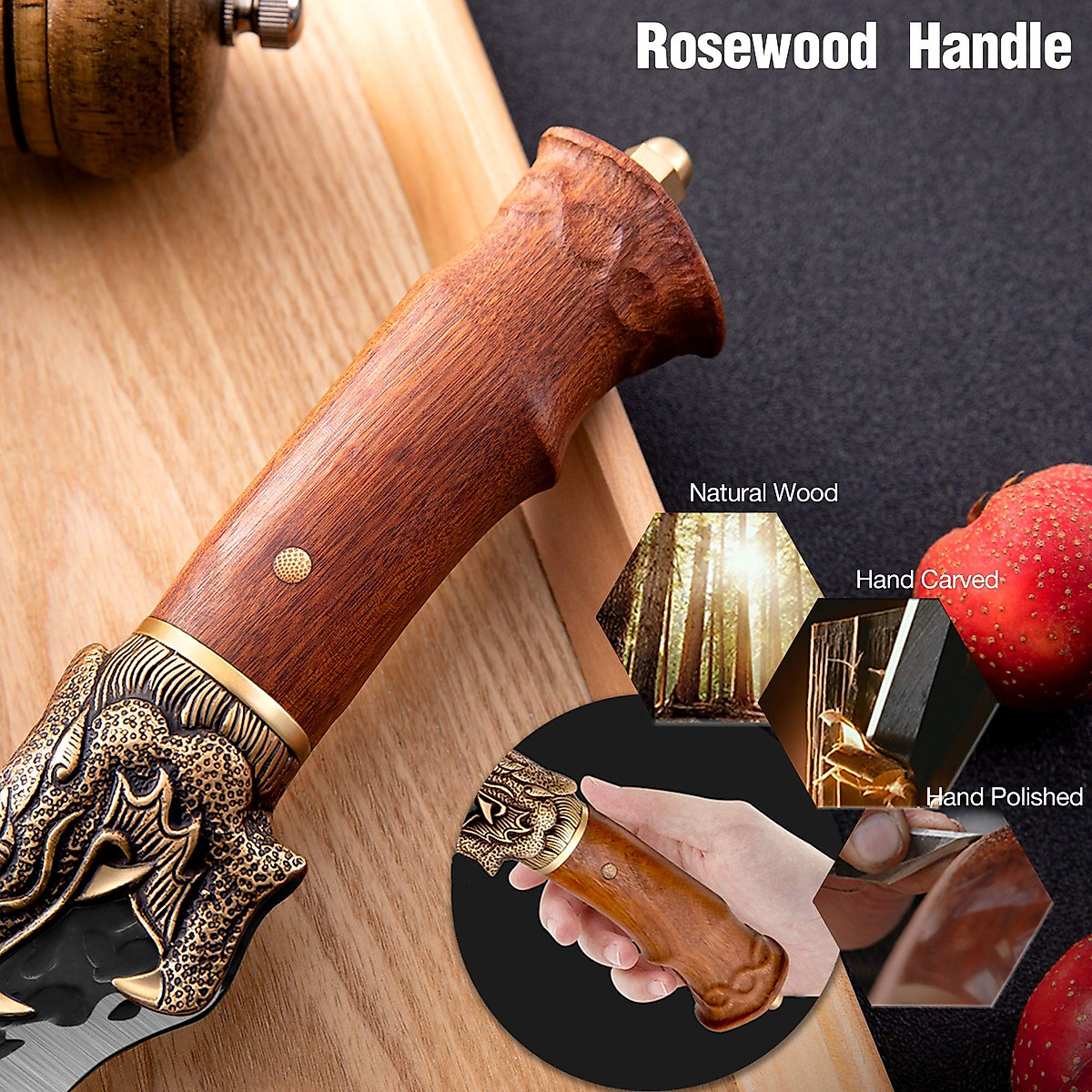 Golden Bird Fillet Knife Hand Forged Boning Knife with Sheath Sharp Meat Knife High Carbon Steel Viking Knife for Kitchen, Outdoors Perfect Collector Knife with Gift Box