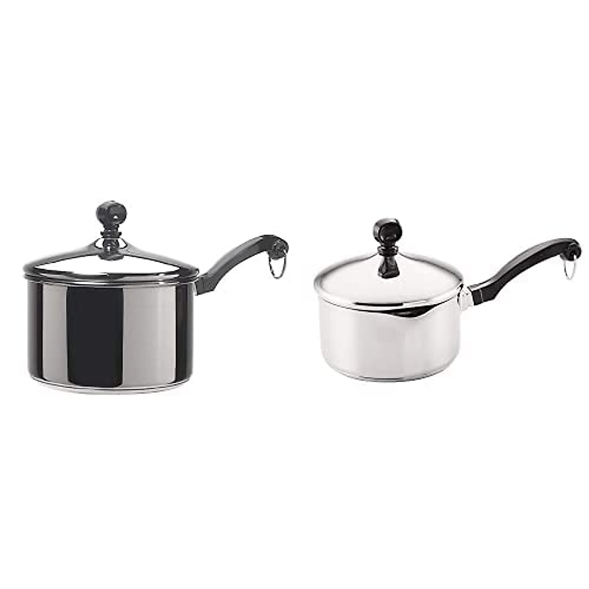 Farberware Classic Stainless Steel 2-Quart Covered Saucepan with Farberware Classic Stainless Steel 1-Quart Covered Straining Saucepan