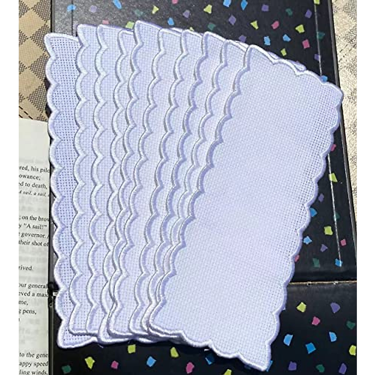 10pcs Pure White Embroidery Edged Book Mark to Cross Stitch, Blank Cross Stitch Bookmark for DIY