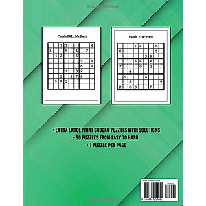 Extra Large Print Sudoku Puzzle Book for Adults: 90 Easy to Hard Puzzles for Adults, Seniors & Elderly