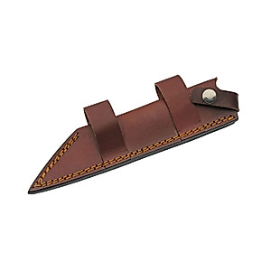 SZCO Supplies 12.25” Full Tang Celtic Handle Damascus Steel Reverse Tanto Seax Knife With Leather Sheath, Brown (DM-1300)