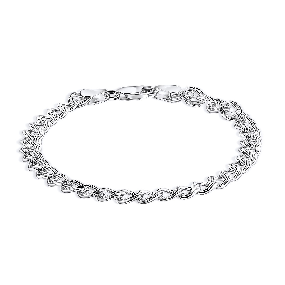PORI JEWELERS 925 Sterling Silver Italian Charm Link Chain Bracelet for Men and Women - Size 7.5