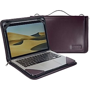 Broonel Purple Leather Laptop Messenger Case - Compatible with Microsoft Surface Pro 7 12.3"