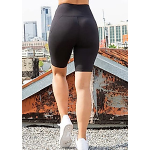 Jlyne jade high waist yoga shorts for women's tummy control fitness workout running shorts with pockets (PURPLE, SMALL)