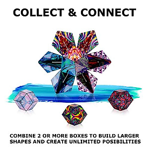 SHASHIBO Shape Shifting Box - Award-Winning, Patented Fidget Cube w/ 36 Rare Earth Magnets - Transforms Into Over 70 Shapes, Download Fun in Motion Toys Mobile App (Artist Series - Mystic Ocean)