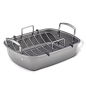 Circulon Nonstick Roasting Pan / Roaster with Rack - 17 Inch x 13 Inch, Gray