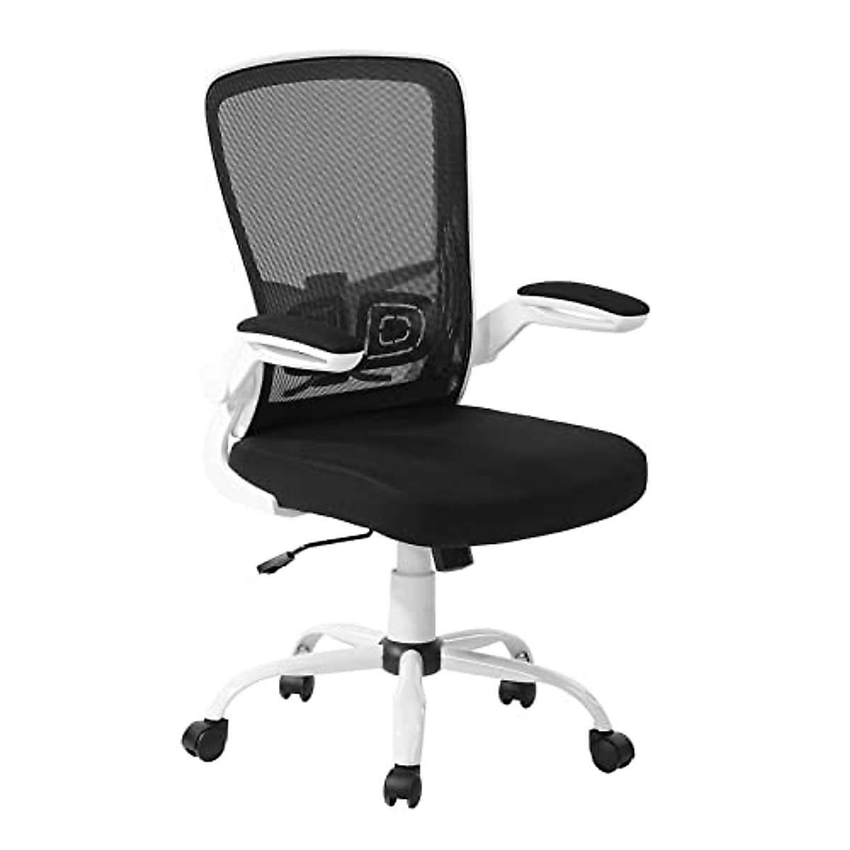 UNICOO - Mid Back Mesh Computer Chair, Office Task Desk Chair, Swivel Home Comfort Chairs with Padded Flip-up Armrests and Adjustable Lumbar Support (RY-N-01-White)