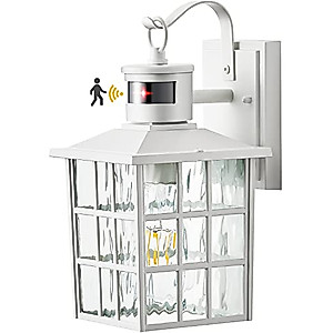 VIANIS Motion Sensor Outdoor Lights, White Dusk to Dawn Wall Lights, Exterior Light Fixture, Anti-Rust 100% Aluminum Outdoor Wall Lantern Wired for Garage Patio, Front Porch Light