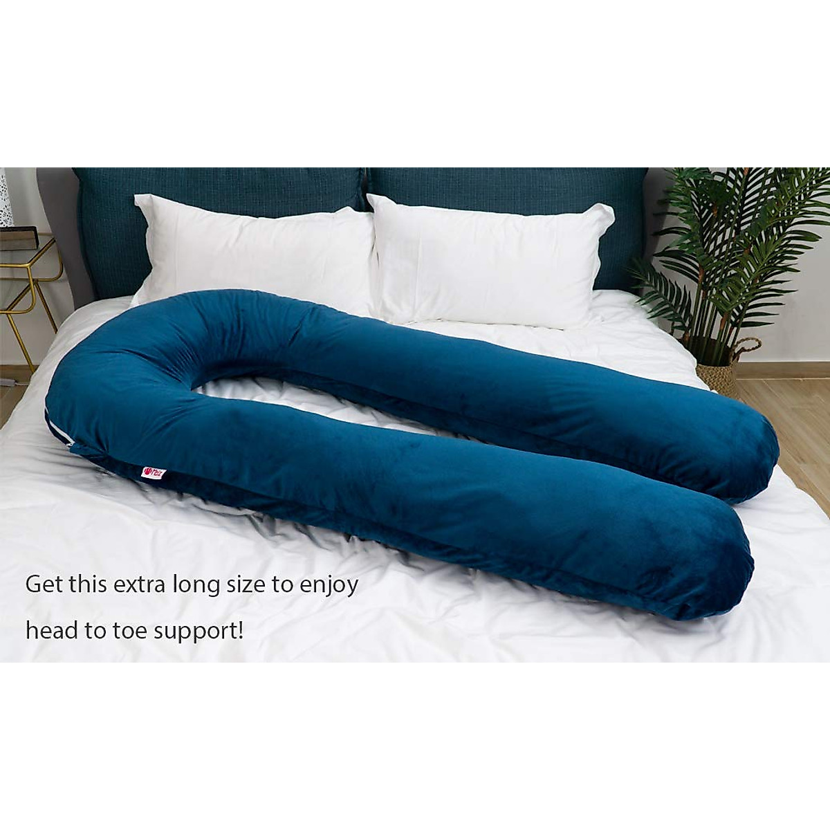 Meiz Pregnancy Pillow, Pregnancy Body Pillow, Pregnancy Pillows for Sleeping, 65" Maternity Body Pillow for Pregnant Women with Velvet Cover, Blue