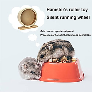 MGWYE Hamster Roller Wheel Wood Silent Running Toy Guinea Pig Gerbi Rotatory Cage Mice Chinchillas Hamster Wooden Toy (Size : Small)
