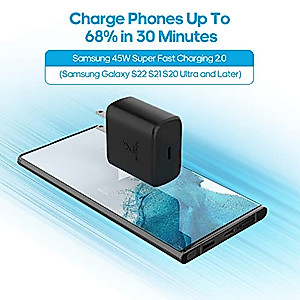 Samsung 45W USB C Fast Charging Block Type C Wall Plug Charging Brick for Samsung Galaxy S23/S23 Ultra/S23 Plus,S22/S22 Ultra/S22 Plus,Note 10/Note 10+/Note, Galaxy Tab S7/S7+/S8/S8+/S8 Ultra