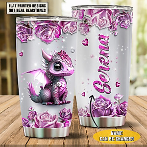 WONWIX Personalized Dragon Gifts for Women, Girls, Insulated Stainless Steel Coffee Cup, Travel Mug, Tumbler, Water Bottle, Perfect for Christmas, Birthday, Mother's Day, Valentine 20oz Thermos