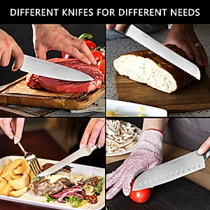 Kitchen Knife Set with Block - 24 pcs Home Essentials High Carbon German Stainless Steel Knives Set, Professional Chef Knife Set with 8 Steak Knives, Sharpener, Carving Fork & Shears