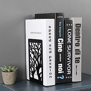 Jekkis Book Ends for Shelves, Decorative Book Shelf Holder, Black 2 Pairs, Non Skid Book Stoppers