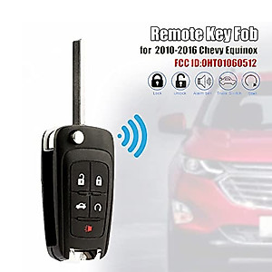5 Buttons Flip Car Key Fob fits for GMC Terrain Chevy Camaro Equinox 2010-2018/Chevy Cruze 2011-2016/ Chevy Malibu 2014-2016/ Buick Lacrosse Regal 2010-2016 Replacement for P/N: OHT01060512 Pack of 1