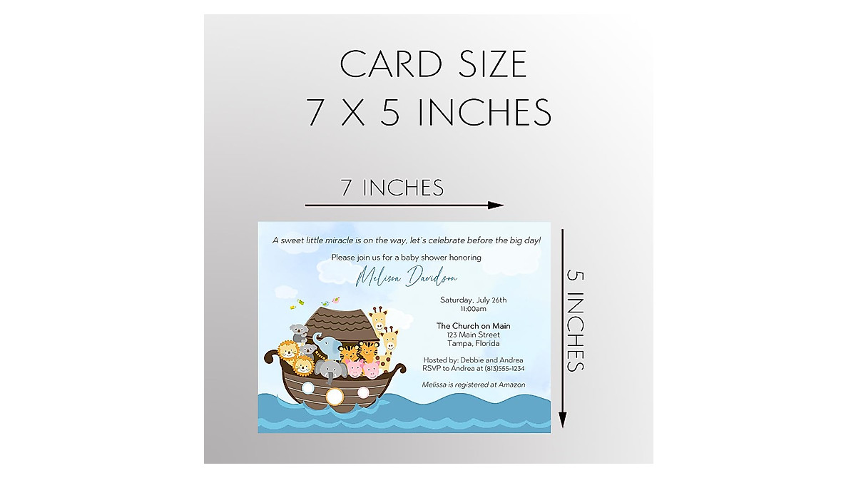 Noahs Ark Baby Shower Invitations - Custom Christian Gender Neutral