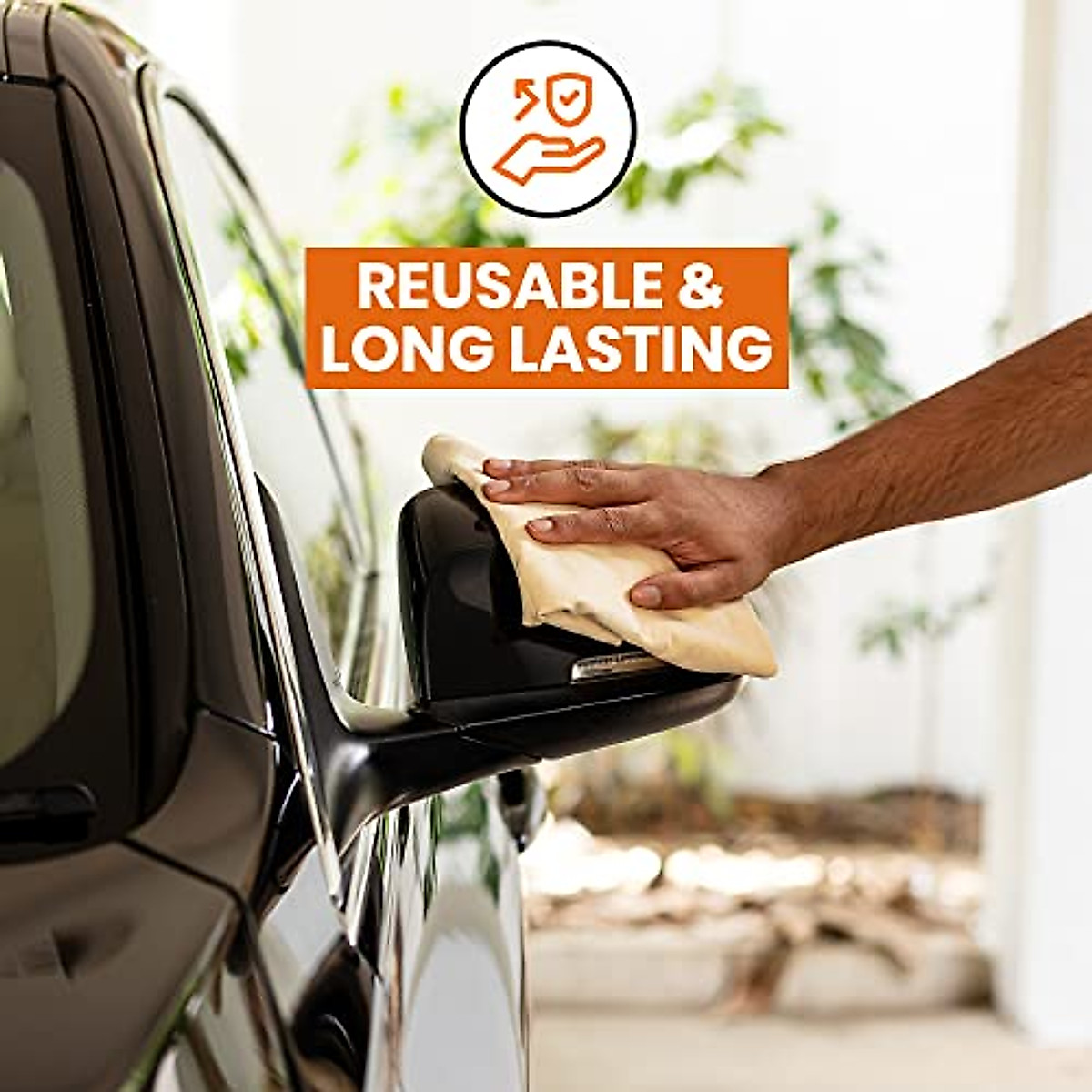 Leather Nomads Car Chamois - 4 Sqft Chamois | Real Chamois Natural Leather | Durable & Multipurpose | Fast Drying Lint Free Cleaning Chamois Leather Cloth