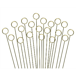 Metal Wire Floral Picks Penta Angel 20Pcs 11.8’’ Round Gold Place Card Table Number Holders Photo Note Name Card Holding Clips for Wedding Birthday Party Cake Decoration (Round)
