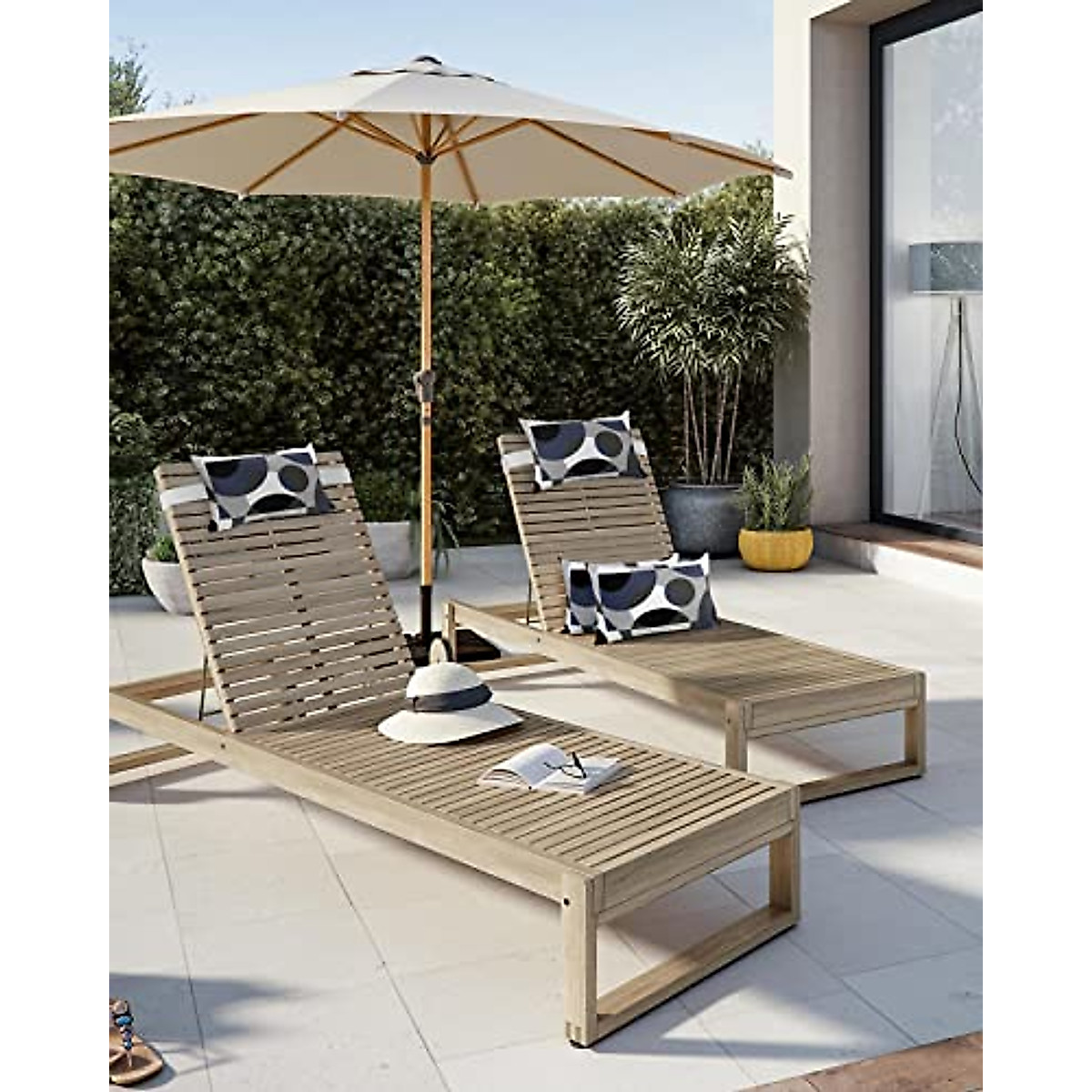 Recliner Head Pillow Ledge Loungers Chair Pillows with Insert Navy Blue and Grey Geometry Pattern Lumbar Pillow with Adjustable Strap Outside Patio Decorative Garden Cushion for Bench Couch, 2 PCS