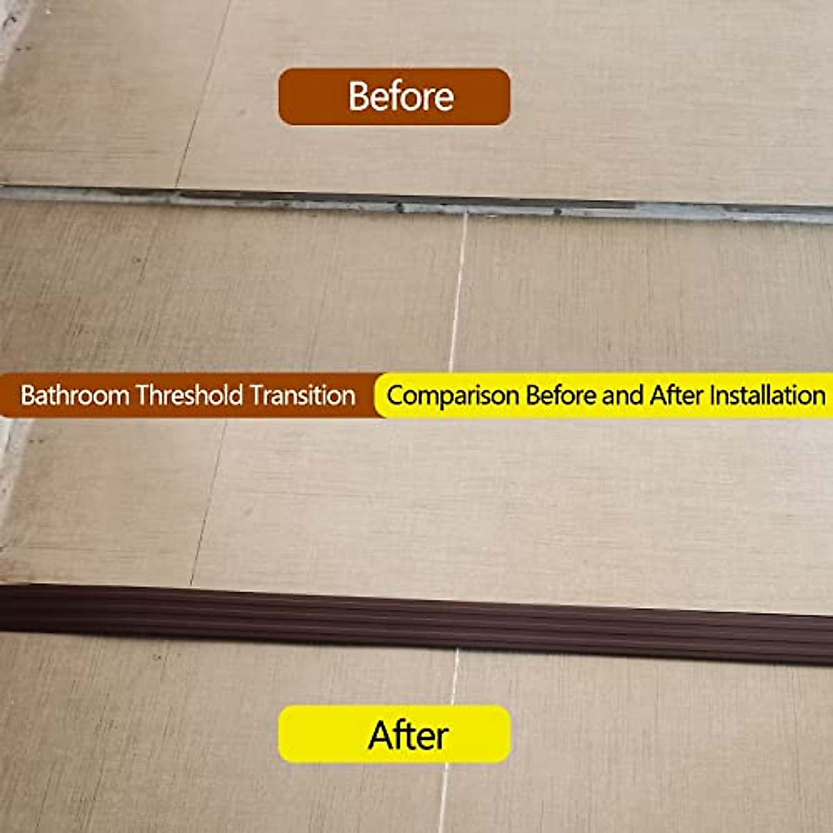 1cm Rise Non Slip Solid Rubber Portable Sill Scooters Ramp,In & Outdoor Doorway Threshold Ramps for Wheelchair,Home Entry.Bathroom Floor Tile threshold Transition Strip,Edge Trim Reducer Molding Brown