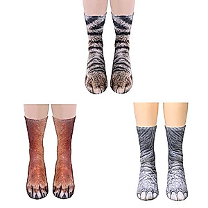 Animal Paw Socks, Funny Weird Stocking Stuffers Novelty Crazy Crew Socks for Women Men Boys Girls Kids