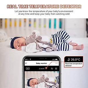 EVERSECU WiFi Baby Monitor Pet Camera Support Temperature Detecting, Sound Detecting and 6 lullabies, 2 Way Audio, Night Vision, Tuya Smartphone app for remoteview