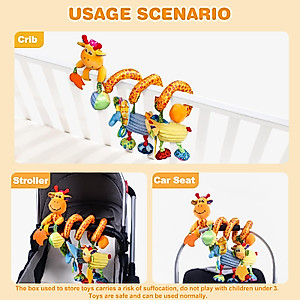 Jollybaby Baby Car Seat Stroller Crib Toys, Plush Hanging Spiral Activity Pram Crib Toy with Music Box, Rattles, Squeaker for Babies Infant Boys Girls Gifts (Giraffe)
