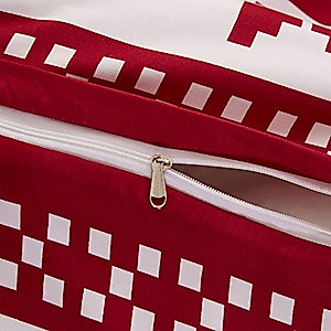 LAMEJOR Christmas Duvet Cover Set King Size Snowflake Pattern Holiday Bedding Set Comforter Cover(1 Duvet Cover+2 Pillowcases) Red