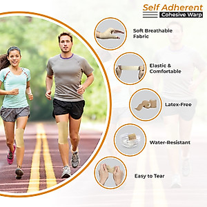 D&H Medical Self Adhesive Bandage Wrap - 15 Pack Brown Cohesive Bandage, 2 Inches x 5 Yards, Stretchy, Hypoallergenic & Breathable Self Adhering Tape Medical, Athletic wrap for Hand, Knee, and Ankle