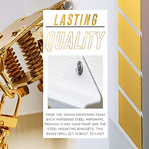 Franklin Sports Mini Basketball Hoop - Premium Gold Chrome Wall Mounted Backboard Mini Hoop with Rim + Net - Ball Included - Perfect Bedroom Accessory