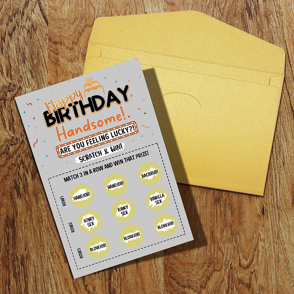 Qiliji Funny Birthday Card for Him, Naughty Scratch Off Birthday Card for Husband Boyfriend Fiance, Rude Birthday Card, Scratch & Match 3 In A Row And Win That Prize