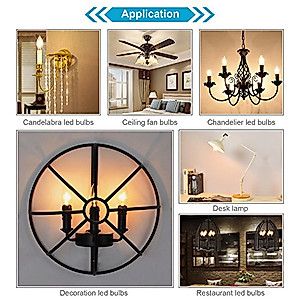 Ascher E12 LED Classic Candelabra Clear Light Bulb, 4W, Equivalent 40W, Warm White 2700K, Filament Clear Glass, Non-Dimmable, Pack of 5