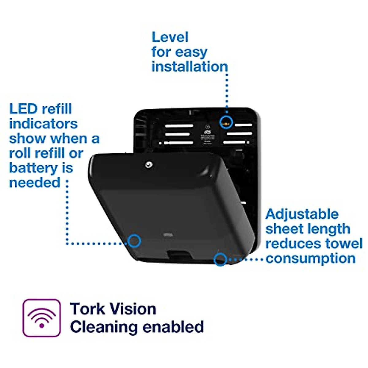 Tork Matic Paper Towel Dispenser, Intuition Sensor, Black, Elevation, H1, non-contact One-at-a-Time dispensing, 5511282