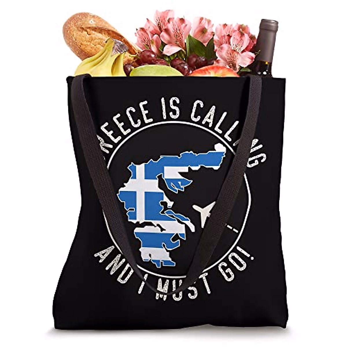 Greece Is Calling And I Must Go, Flag of Greece Tote Bag
