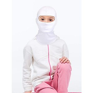 6 Pieces Ski Mask Kids Balaclava Winter Windproof Face Covering Breathable Neck Gaiter for Winter Outdoor Activities (White, Sky Blue, Orange, Dark Blue, Purple, Black, Large)