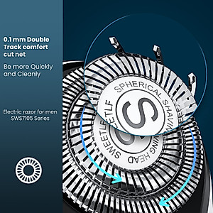 Electric Razor for Men-SweetLF [New]Electric Shaver for Men (Plus 3 Blades),Rechargeable/IPX7 Waterproof/LED Display/Cordless Floating Head Men’s Electric Shavers with pop-up beard trimmer