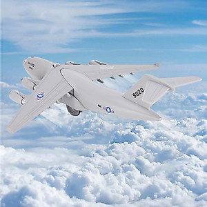 Crelloci Air Force Diecast Plane Toy with Lights & Sounds Pull Back, Grey Metal Military Model Airplane, Army Aircraft Fighter Toy, Play Vehicle for Kids Boys Toddlers Ages 3+