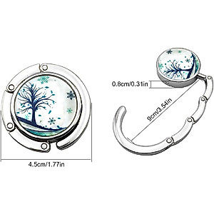 FOME Handbag Hanger, Set of 3 Foldable Purse Hook Purse Table Hook Holder Flower and Tree Pattern Bag Hanger Hook 3.54x1.77in Mixed Color