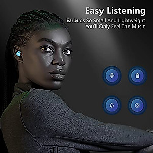 Bluetooth Earbuds Kurdene Wireless Earbuds with Wireless Charging case,Touch Control in Ear Bluetooth 5.0 Waterproof Headphones CVC 8.0 Noise Cancelling Earphone with Deep Bass Sound for Sports-Wathet