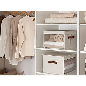 StorageWorks Storage Bins with Lids and Clear Window, Storage Basket for Shelves, Fabric Closet Containers and Organizers, Beige, 4-Pack