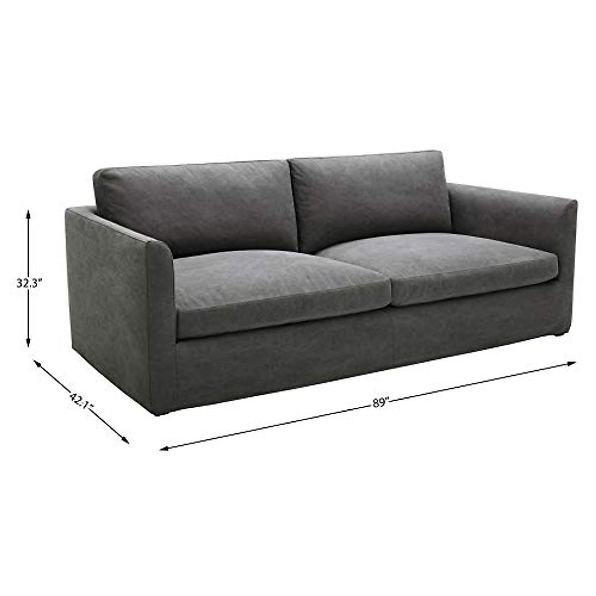 Amazon Brand – Stone & Beam Faraday Down-Filled Casual Slipcovered Sofa, 89"W, Charcoal Grey