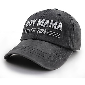 New Mom Gifts for Women, Funny Boy Mama Est 2024 Hat, Adjustable Cotton Embroidered Pregnancy Must Haves Baseball Cap, Mothers Day Birthday Gifts for New Moms Pregnant Mother Mommy Wife Black