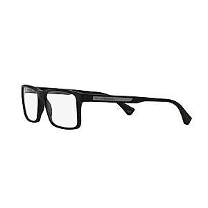 Emporio Armani Men's EA3038 Rectangular Sunglasses, Rubber Black/Demo Lens, 54 mm