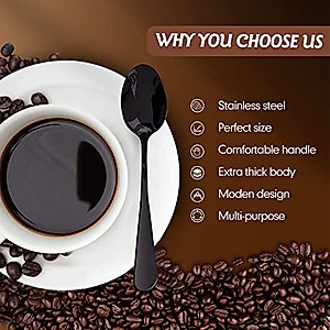 WNATN Demitasse Espresso Spoons, 4.9 Inches Stainless Steel Mini Coffee Spoon Small Spoons for Dessert, Set of 8 (Black)