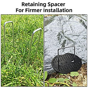 40 Pack 6 Inch Landscape Staples & 40pcs Fixing Gasket Sets, Garden Stakes Galvanized Steel Fabric Pins Heavy-Duty U Shape Sod Turf Pins for Ground Weed Fabric Barrier, Orchard, Yard, Tents
