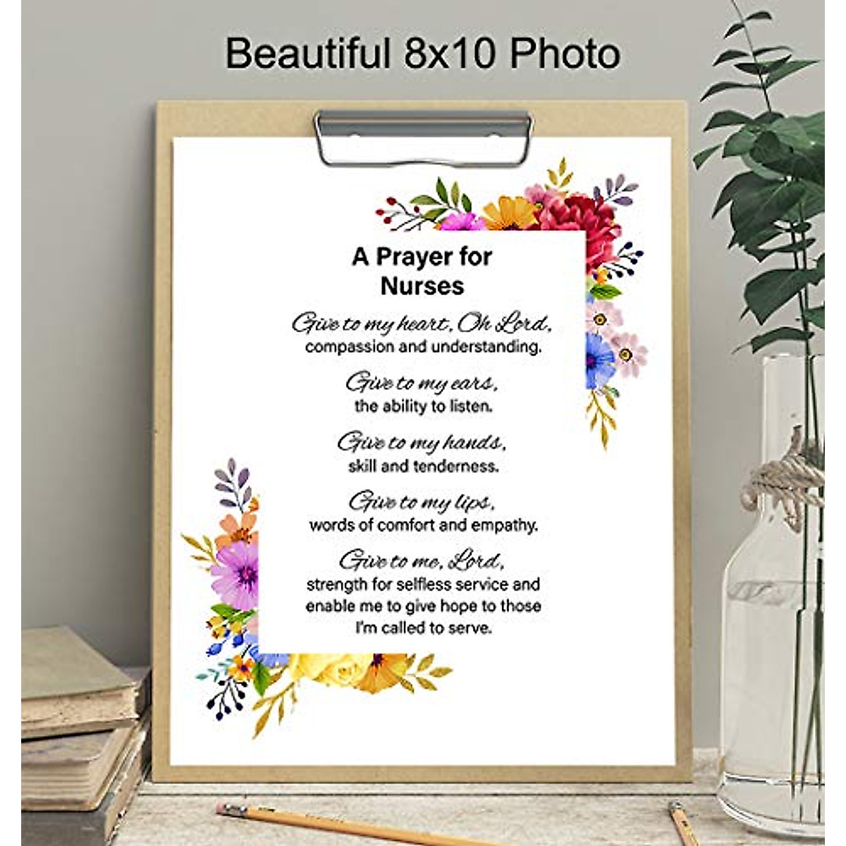 Nurses Prayer Wall Art Poster - Doctor Office Decor, Hospital or Nursing Home Decoration - Appreciation, Graduation Gift for Registered ER Nurse Practitioner, Physicians Assistant, RN, CNA, LPN, LVN