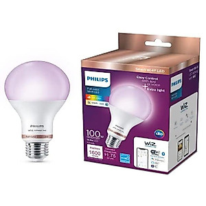 Philips Color and Tunable White A21 LED High Lumen 100W Equivalent Dimmable Smart Wi-Fi Wiz Connected Light Bulb, Compatible with Alexa, Google Assistant, and Siri Shortcuts (2-Pack) (9290024493)