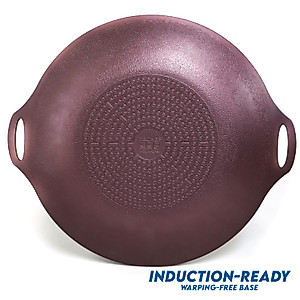 TECHEF - 14-inch Nonstick Round Griddle Grill Pan for Korean BBQ/Teppanyaki Pan, Tawa, Roti Pan/Induction Ready/Made in Korea (Purple)