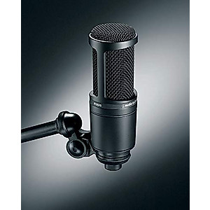 Audio-Technica AT2020 Studio Recording Microphone-Cardioid Condenser Mic Bundle with Rockville RDMS70 Desktop Mic Stand with Boom with Steel Round Base with Adjustable Height